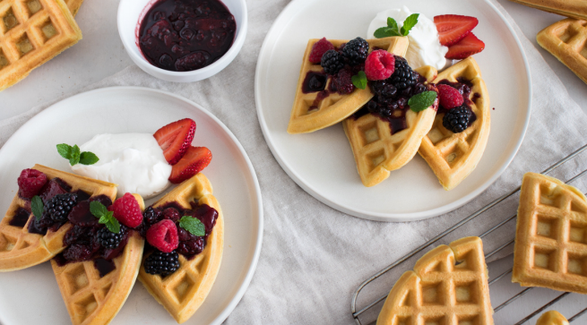 Olive Oil Waffles with Berry Compote – Fustini's Oils & Vinegars