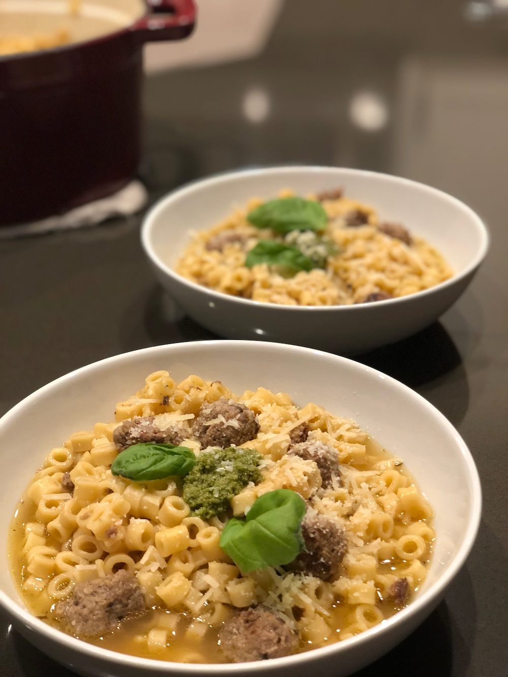 Pesto Spaghettios and Meatball Soup – Fustini's Oils & Vinegars