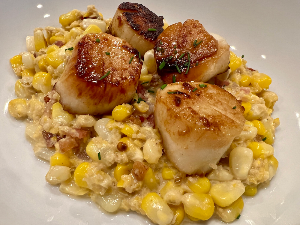 Seared Scallops with Creamy Corn and Bacon – Fustini's Oils & Vinegars
